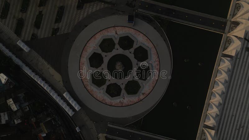 Top-down Rotating Drone View of Busy Multilane Turbine Type Roundabout ...