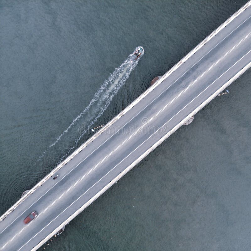 Top Down Shot of Bridge Over the River. Stock Photo - Image of aerial ...