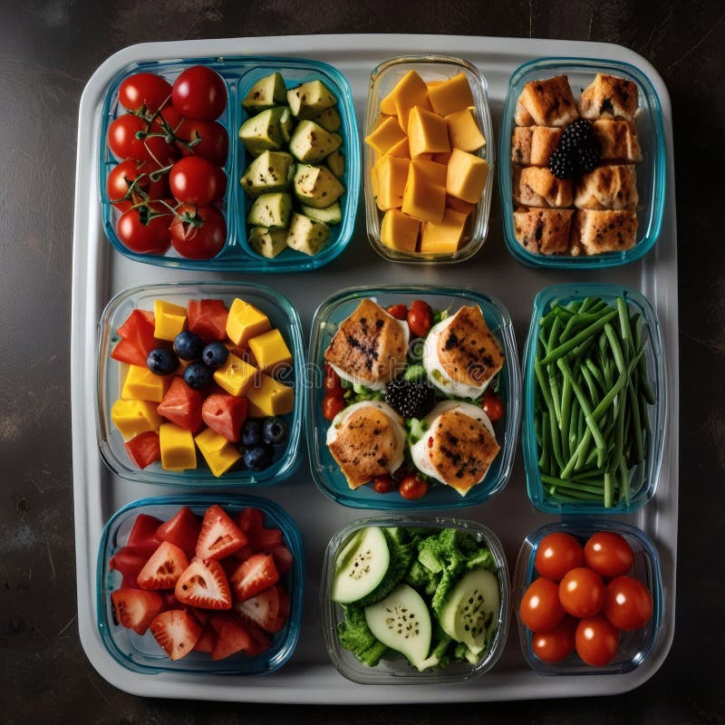 A Top-down Shot of a Colorful, Balanced Meal Spread on a Modern Kitchen ...