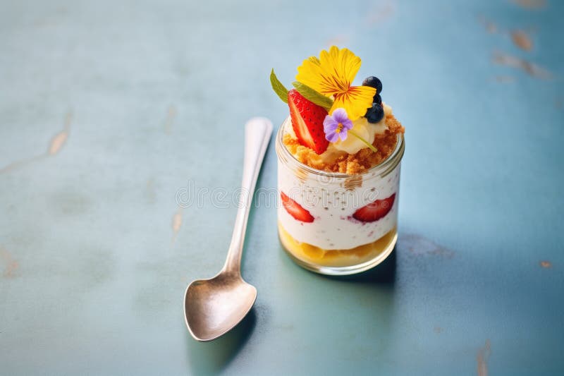 Top-down Shot of Parfait with Spoon on Side Stock Photo - Image of ...