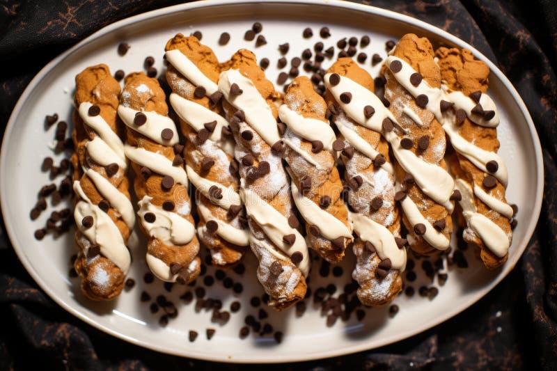 Top Down Shot of a Platter of Cannoli Stock Illustration - Illustration ...