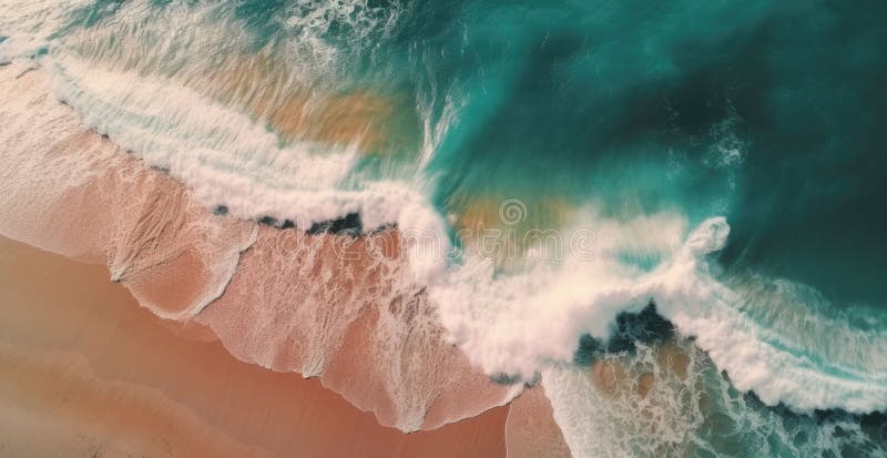 Top Down Shot of Splashing White Waves in the Ocean. Generative AI ...