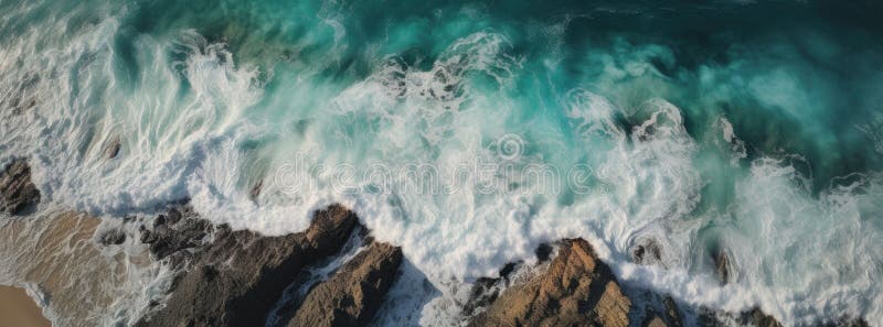 Top Down Shot of Splashing White Waves in the Ocean. Generative AI ...