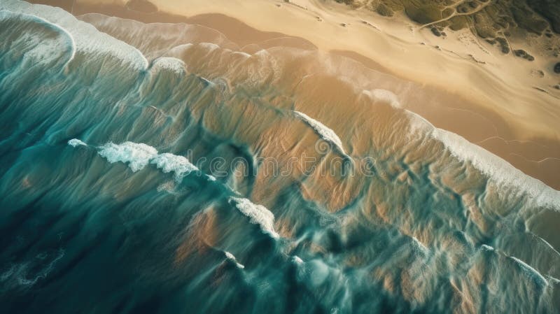 Top Down Shot of Splashing White Waves in the Ocean. Generative AI ...