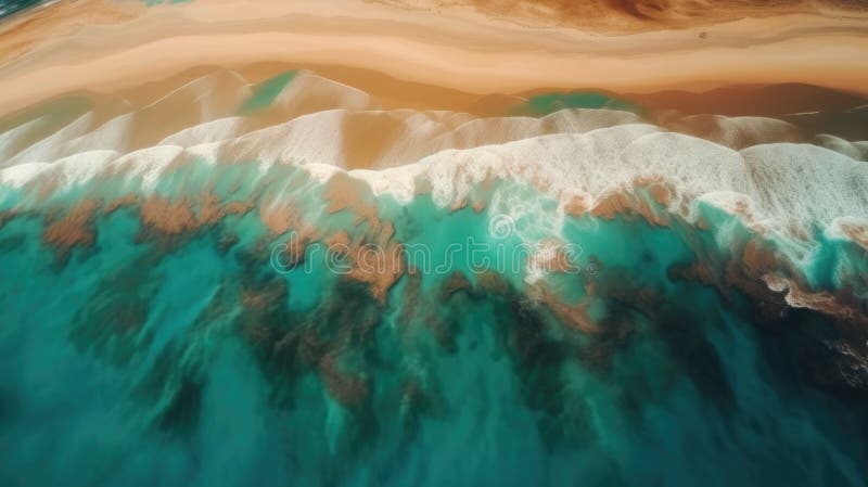 Top Down Shot of Splashing White Waves in the Ocean. Generative AI ...