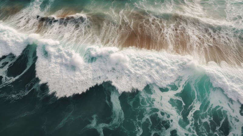 Top Down Shot of Splashing White Waves in the Ocean. Generative AI ...
