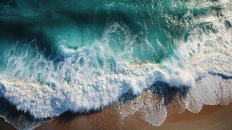 Top Down Shot of Splashing White Waves in the Ocean. Generative AI ...