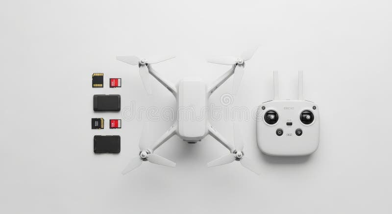 Drone and Accessories on White Background Stock Illustration ...