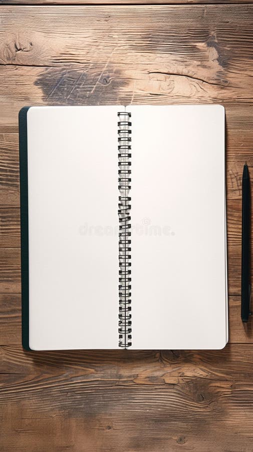 Top Down Simplicity Notebook Placed on a Rustic Wooden Floor Stock ...