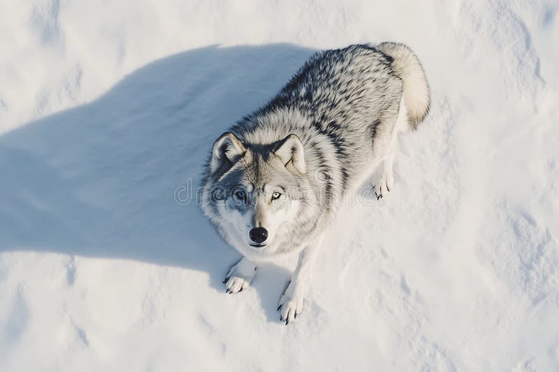 Top-down Studio View of Still-standing Dire Wolf on White Background ...
