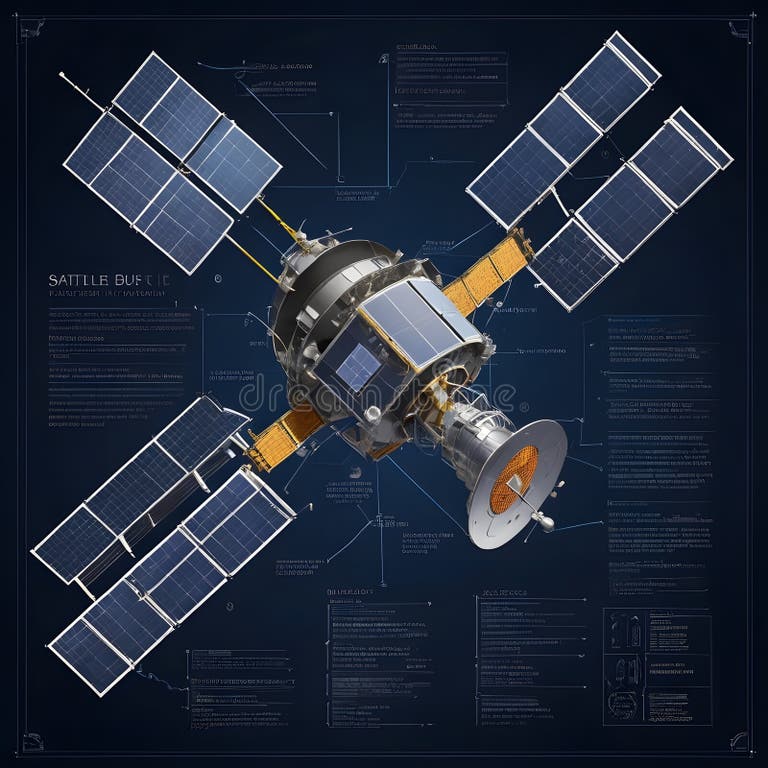 Satellite Blueprint Illustration Stock Illustration - Illustration of ...
