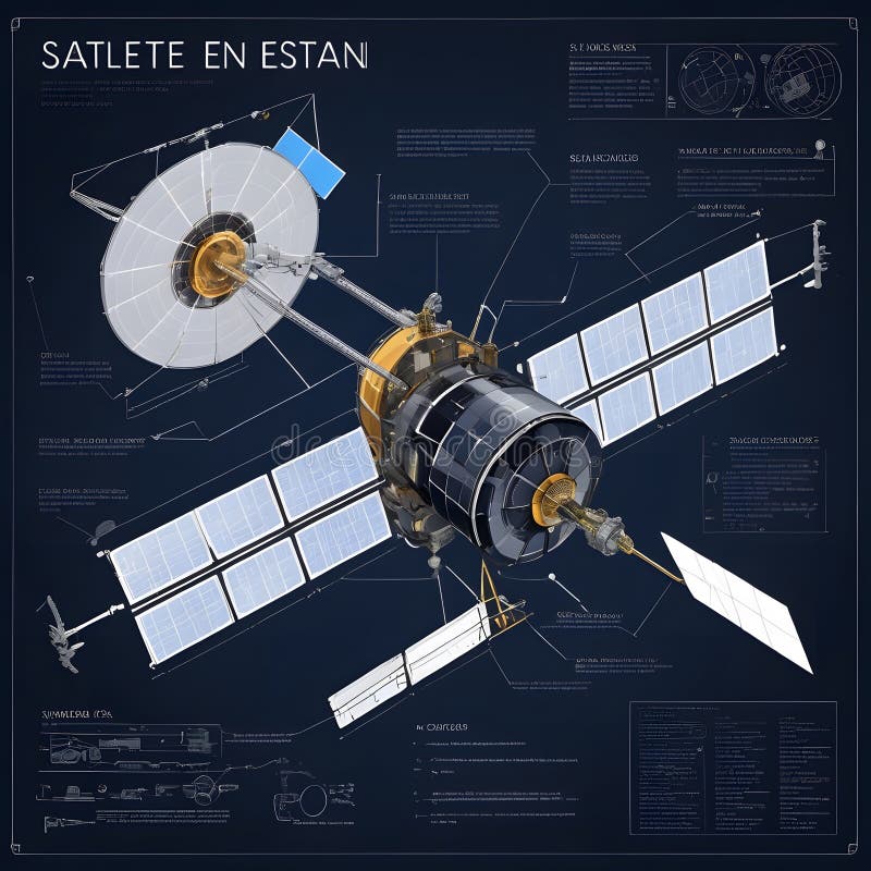 Satellite Blueprint Illustration Stock Illustration - Illustration of ...