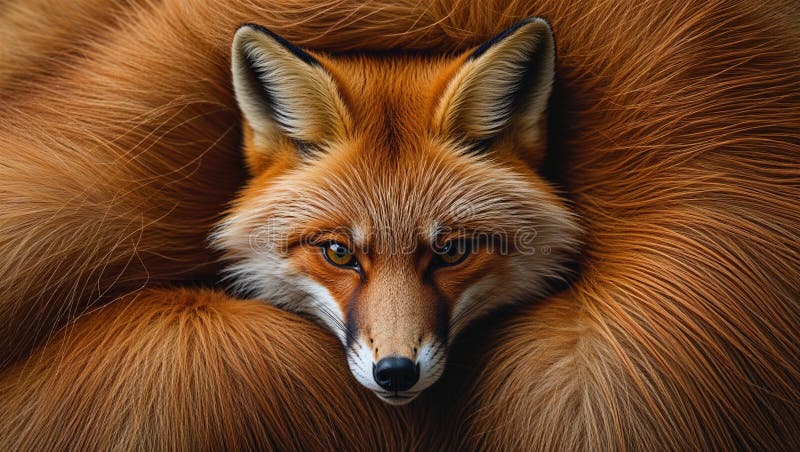 Top-down Texture of Short Fox Fur with Orange Tones and Dense Layered ...