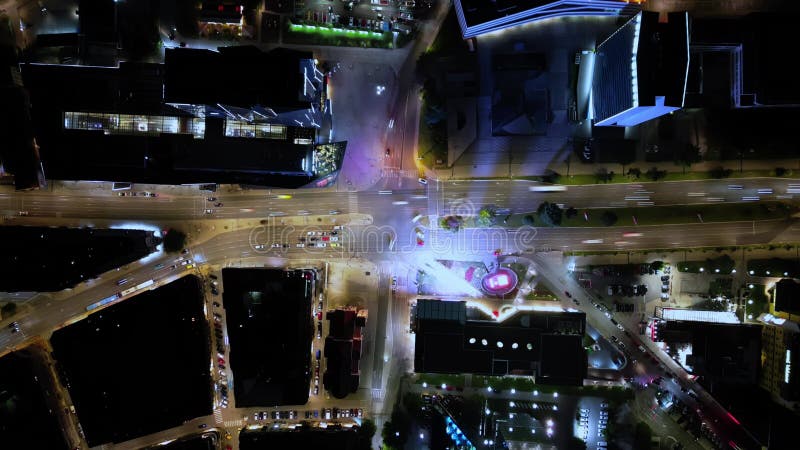 Top Down Aerial Traffic Timelapse of a Busy Intersection in a Downtown ...