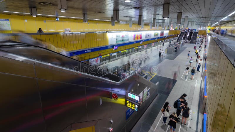 Top Down Timelapse View of Crowded Passenger Get on and Get Off from ...