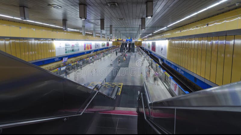 Top Down Timelapse View of Crowded Passenger Get on and Get Off from ...