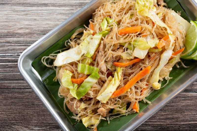 Top Down Tray of Pancit, Filipino Food Stock Image - Image of menu ...