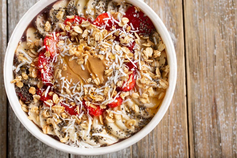 Top Down View of an Acai Bowl Stock Image - Image of kitchen, dish ...