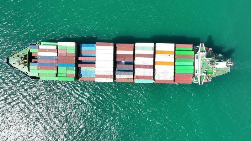 Top Down View. Aerial Top View of Cargo Container Ship Vessel Import ...