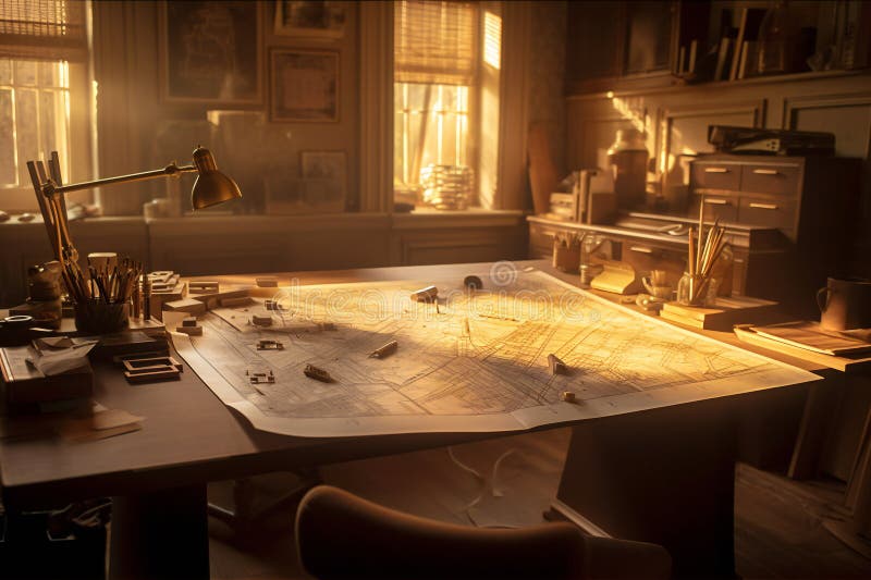 Architectural Blueprint and Work Tools (AI Generated) Stock ...