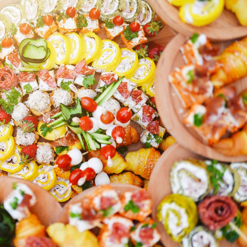 Top Down View of Arranged Canape Food Served Stock Image - Image of ...