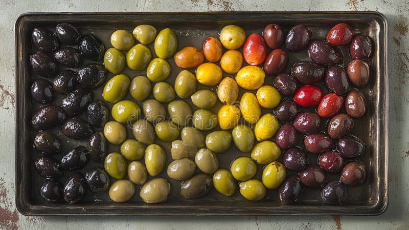 Top Down View of Assorted Olives Stock Illustration - Illustration of ...