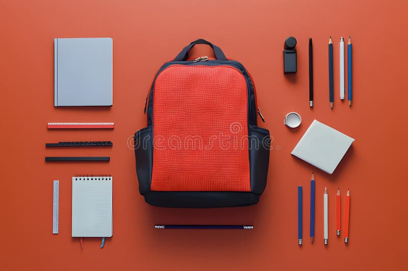 A Top Down View of Backpack and Stationary, a Concept for Back To ...