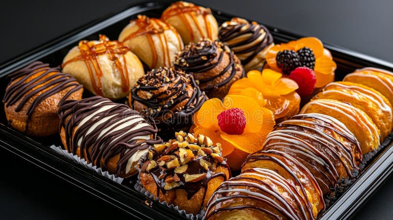 A Top-down View of a Baking Tray Filled with Various Pastries Made from ...