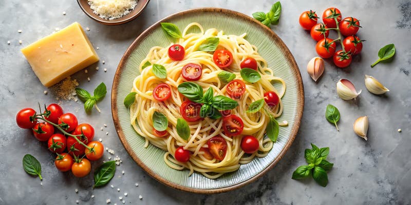 Top Down View of a Beautifully Garnished Plate Stock Photo - Image of ...