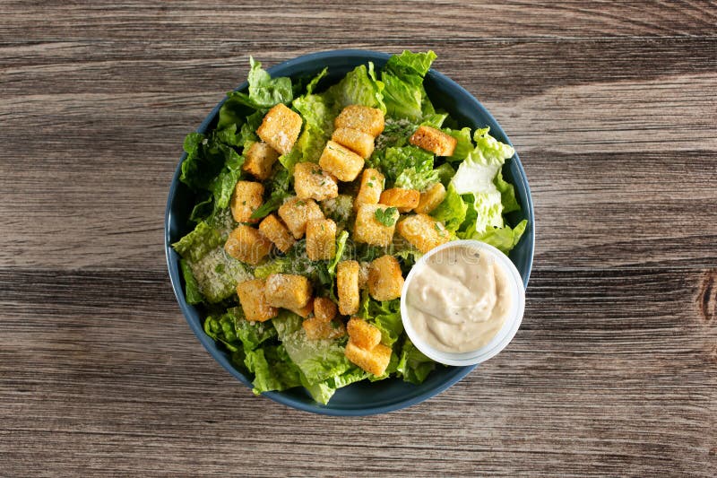 Top Down View of a Caesar Salad Bowl Stock Photo - Image of plate, home ...