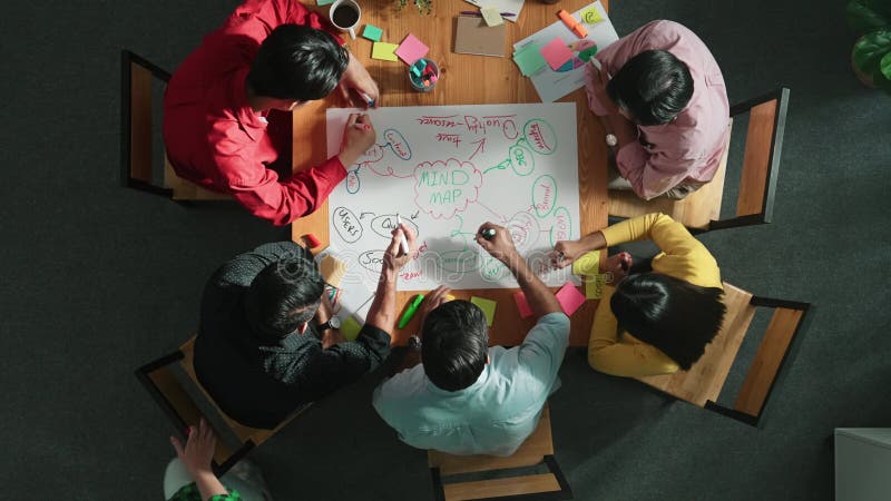 Top View of Smart Business Team Working Together by Using Mind Map ...