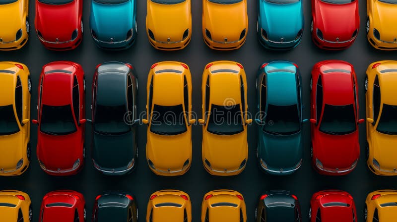 A Top-down View of Cars Parked in Rows Stock Image - Image of overhead ...
