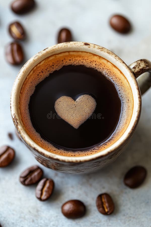 Top Down View of Coffee Mug and Beans. Stock Illustration ...