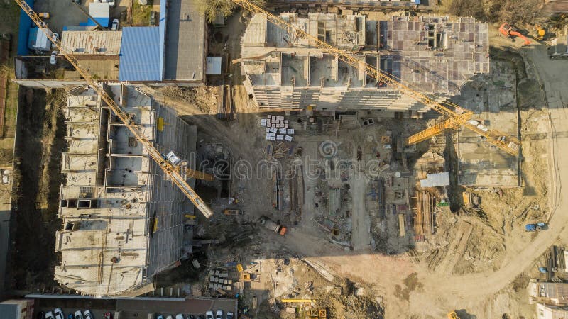 Top Down View of Construction of Modern High-rise Buildings. Stock ...