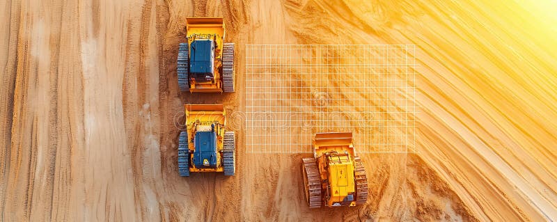 Topdown View of a Construction Site with Bulldozers Creating a Precise ...