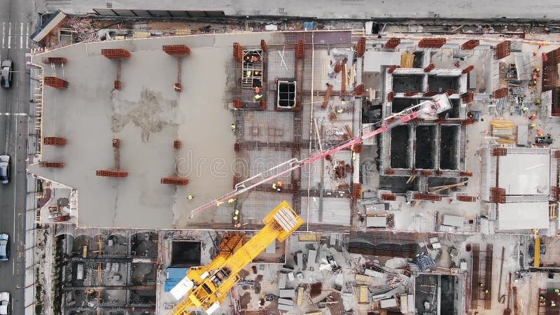 Top Down View of Construction Site with Construction Cranes Stock ...