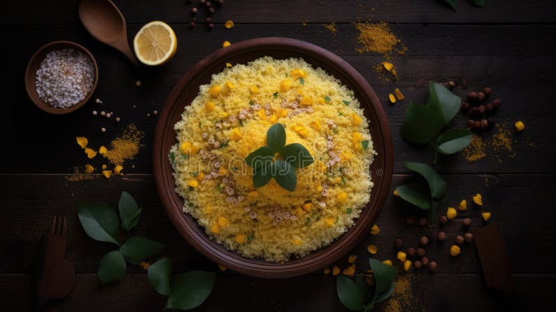 Top Down View of Cous Cous - Food Photography Stock Illustration ...