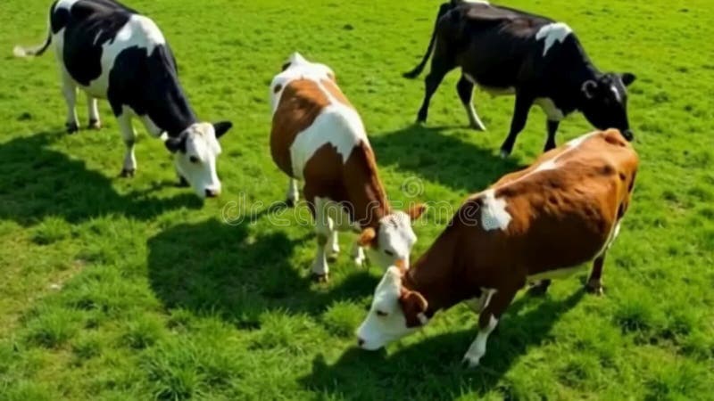 Top-down View of Cows Grazing on Green Pasture Stock Footage - Video of ...