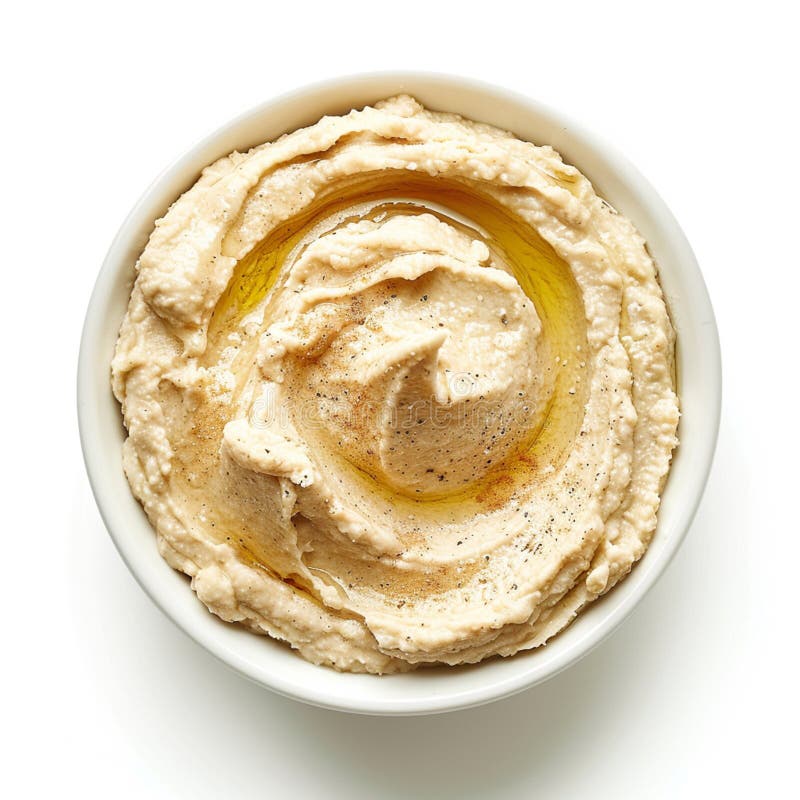 Top-down View of a Creamy Bowl of Hummus, Isolated on a White ...