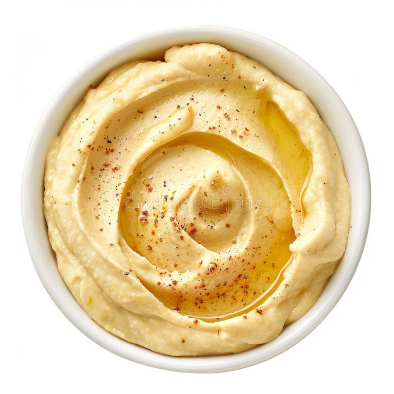 Top-down View of a Creamy Bowl of Hummus, Isolated on a White ...