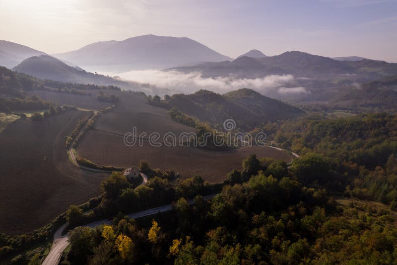Top Down View of Curved Road in Marche Region in Italy Stock Image ... Top Down View of Curved Road in Marche Region in Italy Stock Image ...