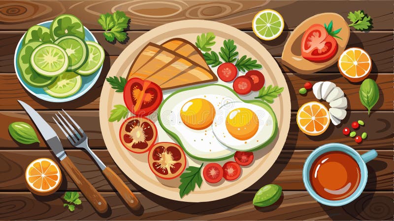 A Top-down View of a Delicious Breakfast Consisting of Fried Eggs ...