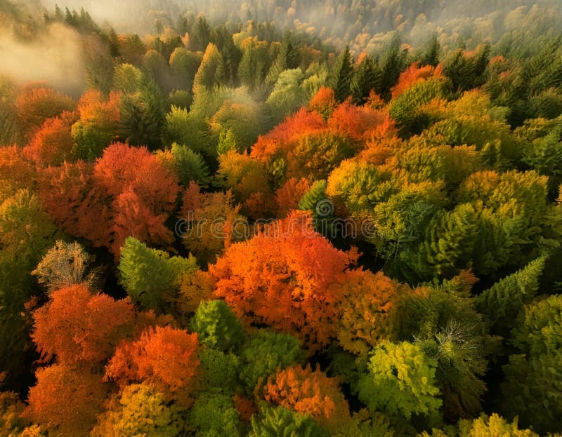 Aerial View of Forest Canopy during Autumn Season. Generated Image ...