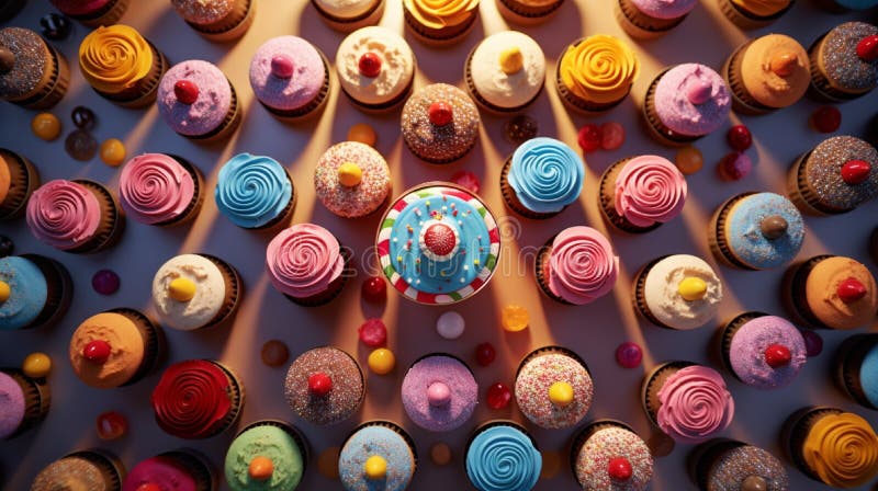 Colourful Cupcakes Creatively Presented on a Striking, High-resolution ...