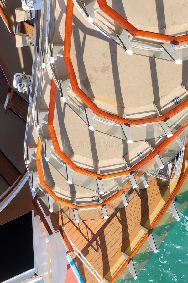 Top Down View of Different Levels of Cruise Ship Deck Stock Photo - Image of sailboat, side ...