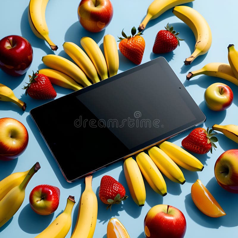 An Overhead View of Digital Tablet with Black Screen Surrounded with ...