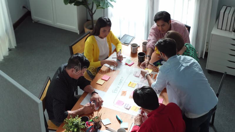 Top View of Diverse People Brainstorming and Making Task Board ...