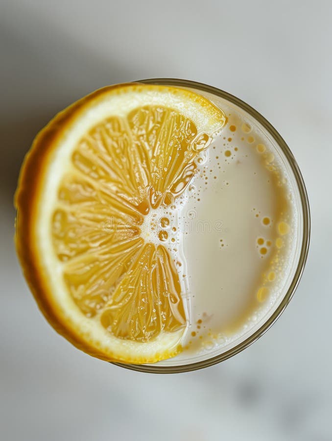 Top-down View of a Drink with a Lemon Slice. Stock Image - Image of ...