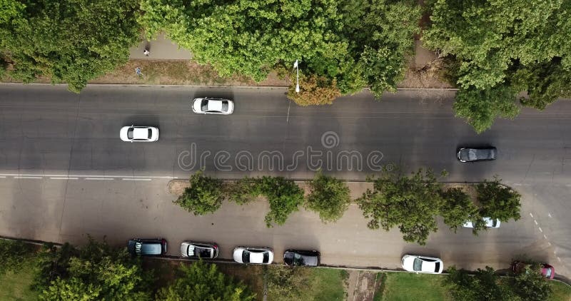 Aerial Drone Flight View Footage of Freeway City Traffic Jam. Stock ...