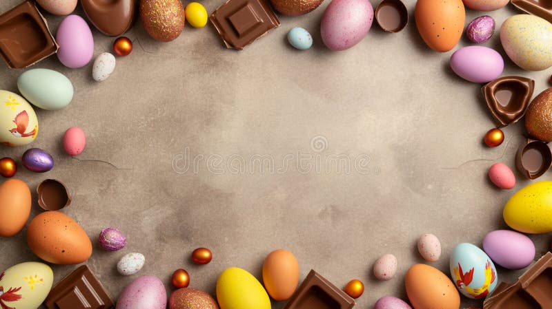Top Down View of an Easter Border Frame of Robin S Eggs and Chocolate ...